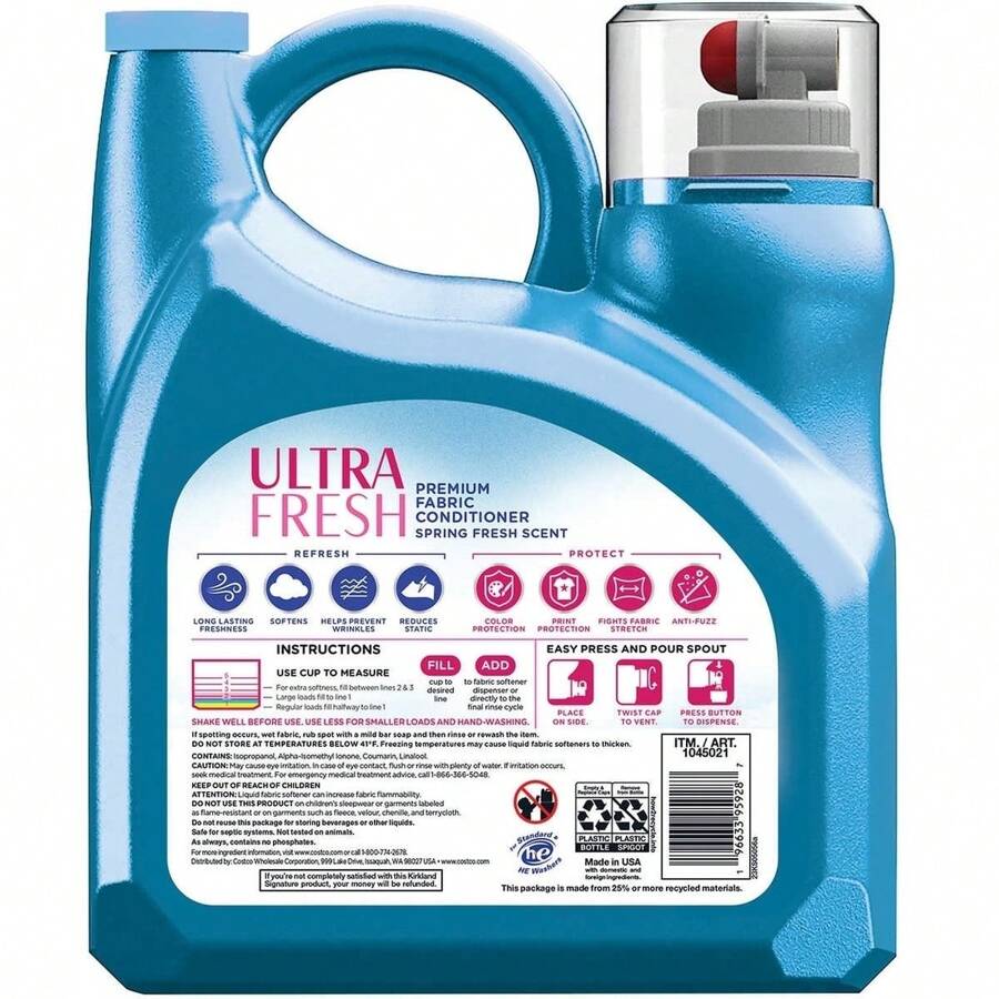 Kirkland Signature Ultra Fresh Premium Fabric Softener Spring Fresh 187 ...