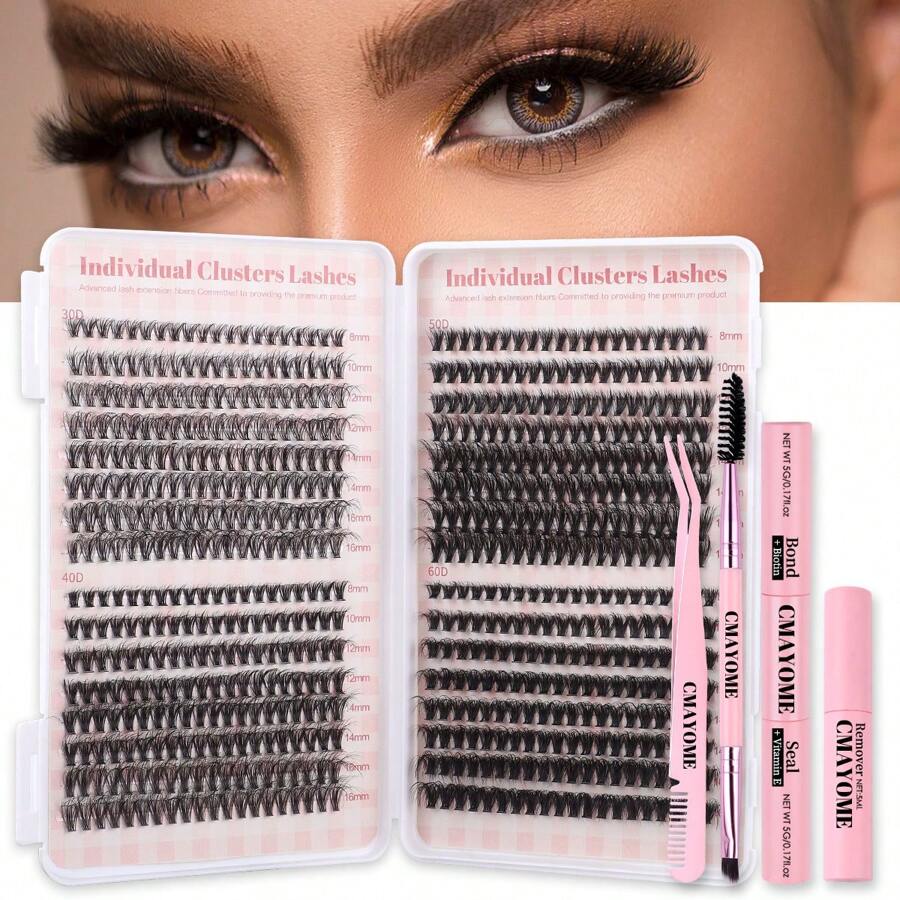DIY Eyelashes Cluster Extension Kit 640 Pcs Individual Lashes Cluster D ...