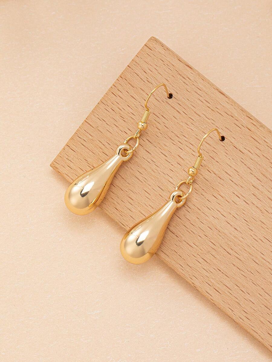 1pair Elegant And Vintage Waterdrop-Shaped French Style Dangle Earrings For Women, Versatile CCB ...