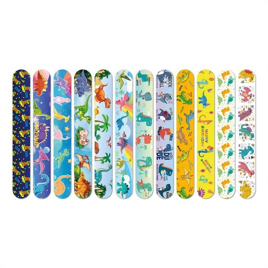 12Pcs Dinosaur Slap Bands Dinosaur Slap Bracelets Wristbands, Dinosaur ...