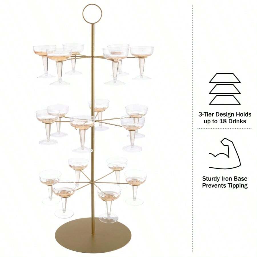 Lavish Home Cocktail Tree Stand - 3-Tier Champagne Tower Holds 18 ...
