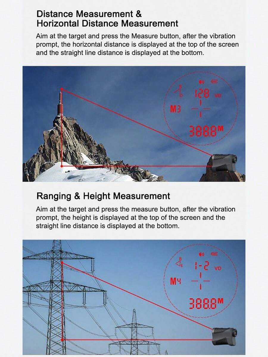 IMeter 800m Range Finder Two-Point Height Height Speed Angle ...