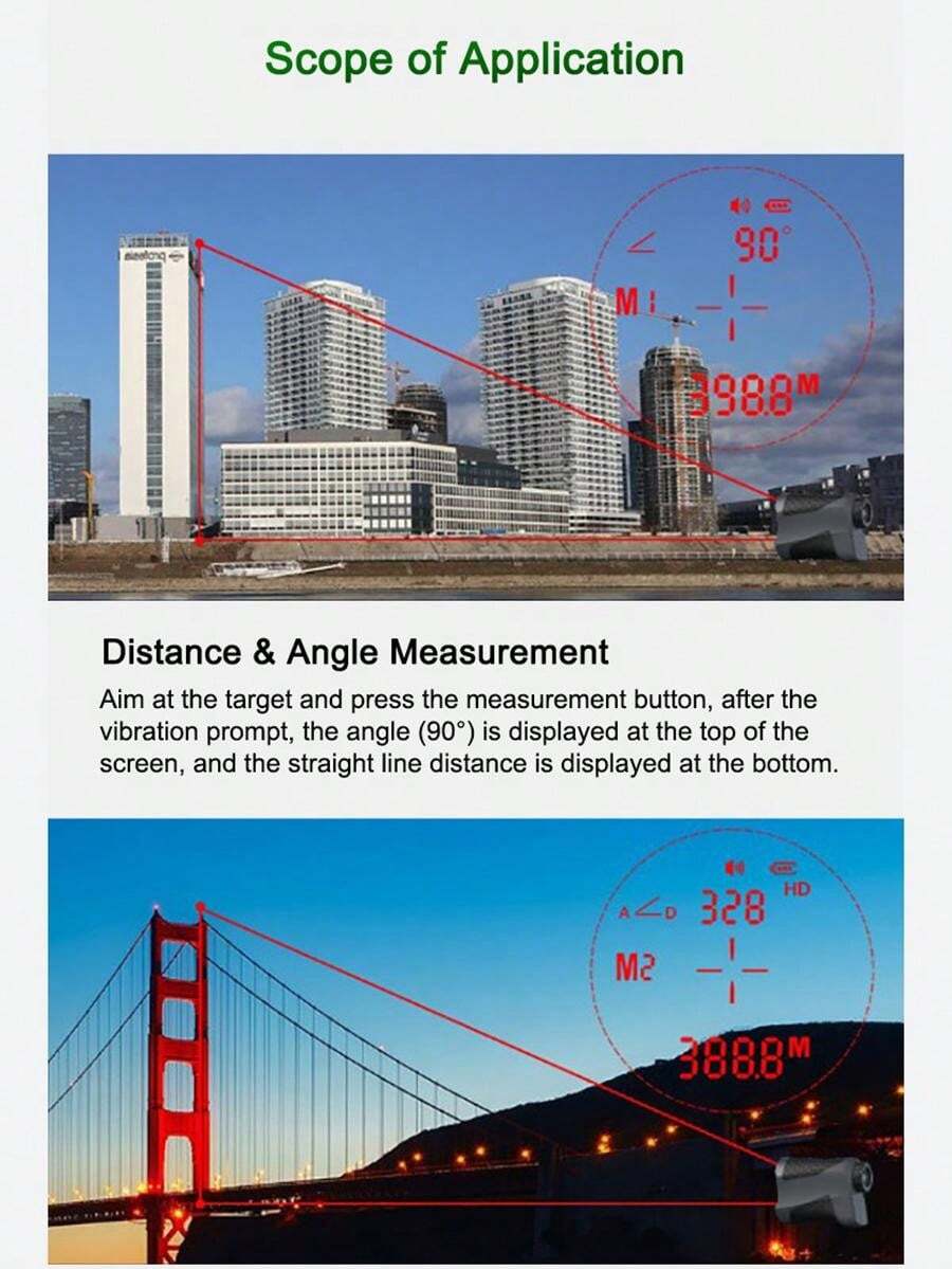 Imeter 800 מטר טווח גובה שתי נקודות גובה מהירות מדידת זווית מד מרחק ...