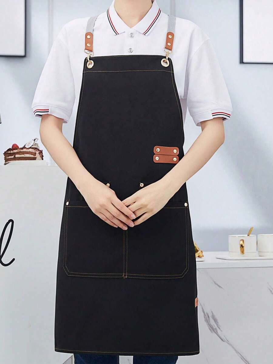 Thick Canvas Apron, Waterproof, For Kitchen, Cafe, Bubble Tea Shop ...