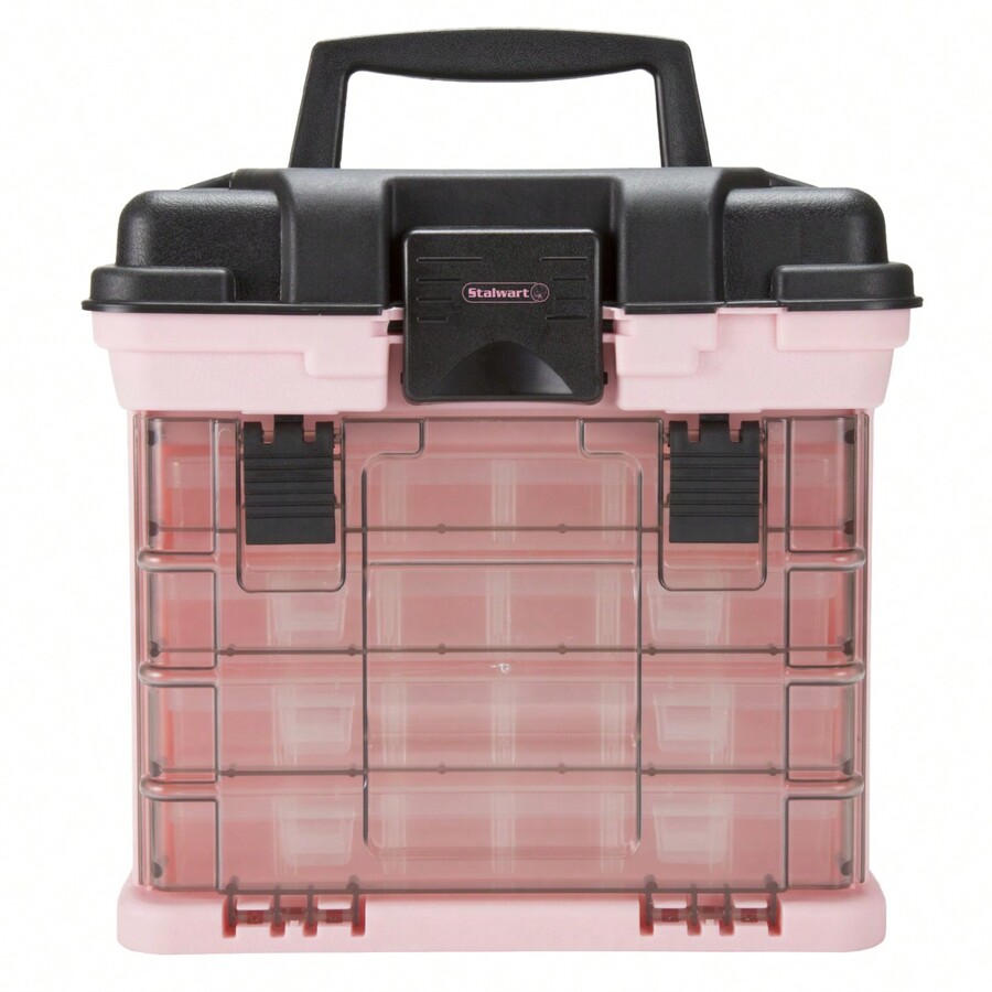Stalwart Tool Box With 4 Organizers Pink Portable Storage For Crafts ...