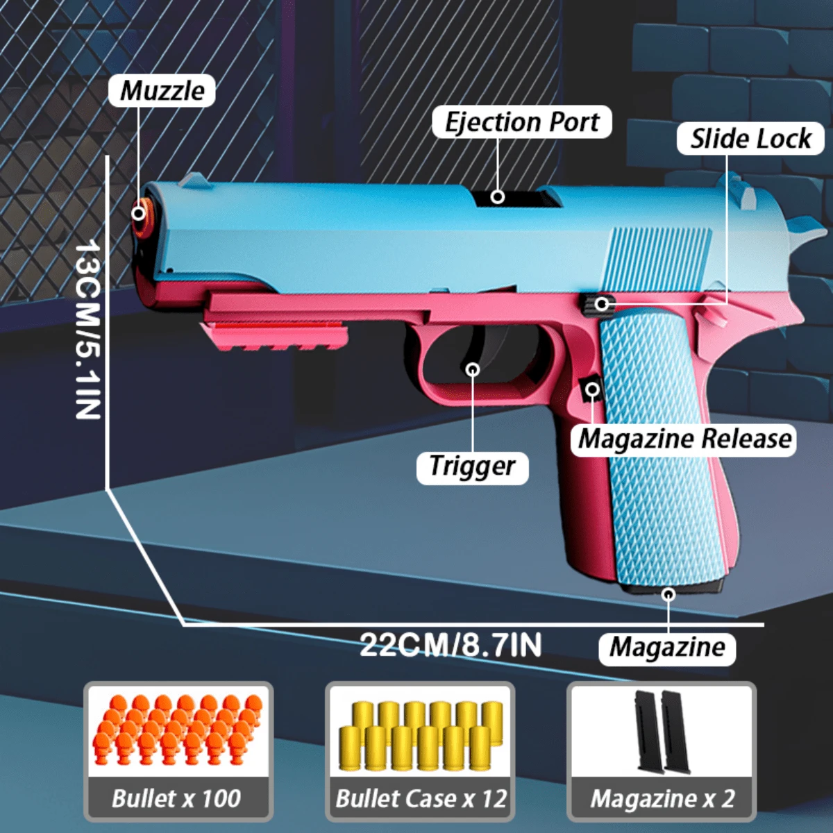 M1911 New Style Toy Gun Soft Clip Pistol [Upgradeable Continuous Shot ...