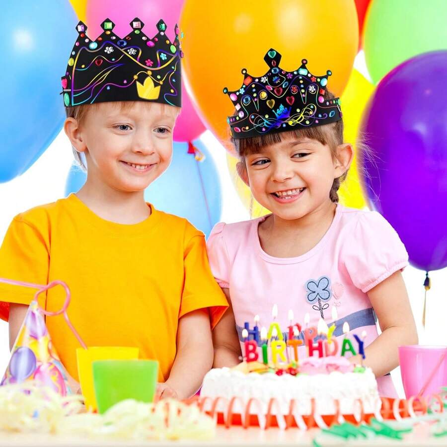 Juego de coronas artesanales de papel de raspar arcoíris, coronas de ...