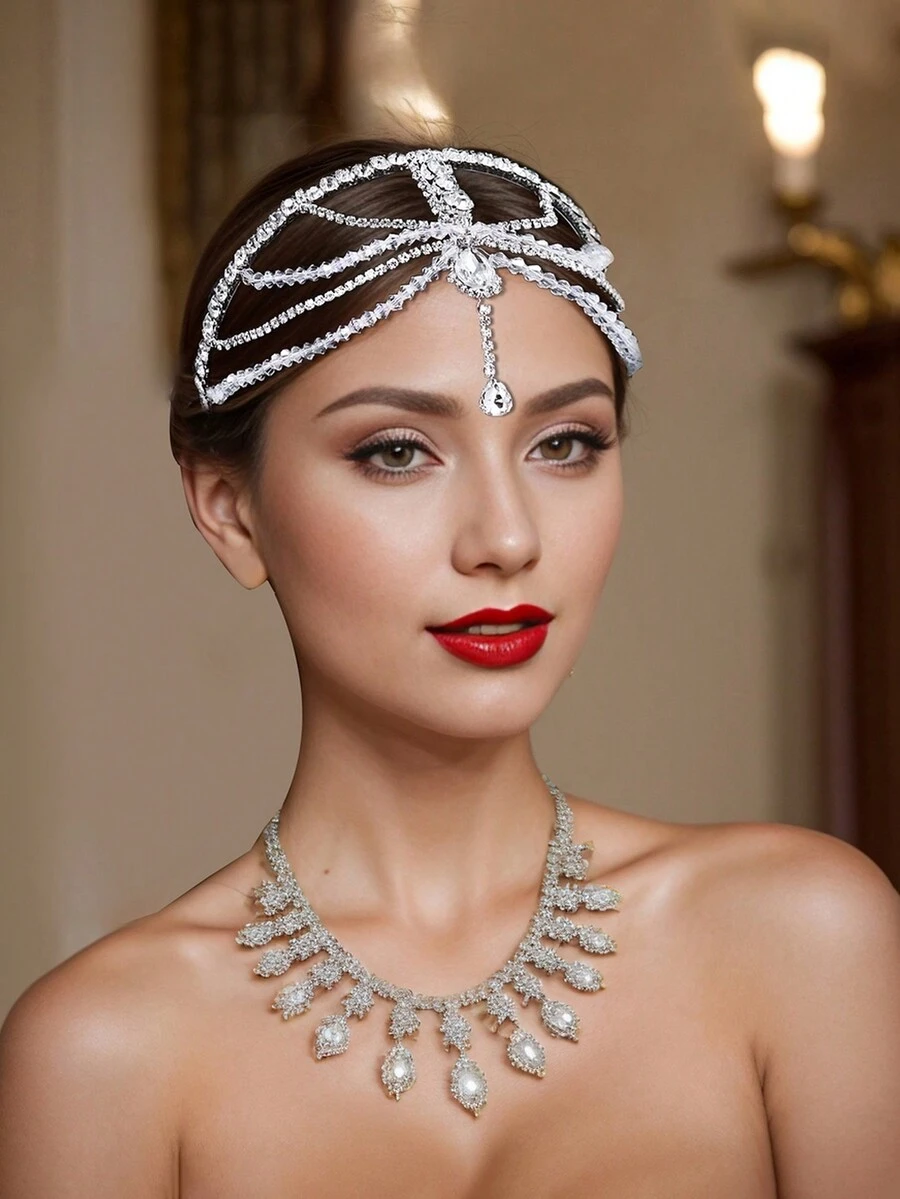 Bridal Simple Rhinestone Forehead Headband For Birthday Party, Dinner ...