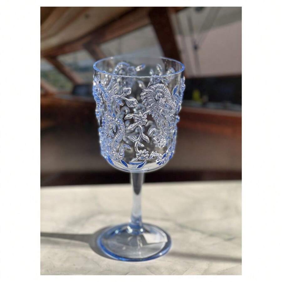 Paisley Plastic Wine Glasses Set Of 4 (13oz),Acrylic Wine Glass Set, Unbreakable Red Wine ...