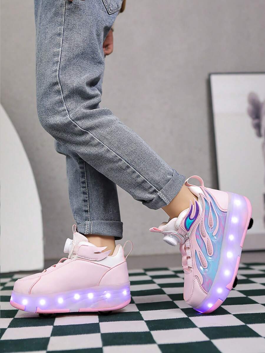 Patins Infantil com Luzes de LED, Tênis Patins com Rodinhas para ...