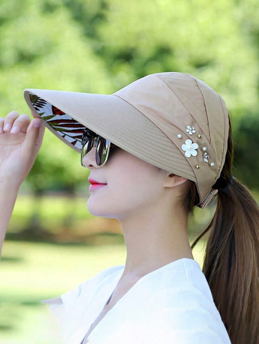Women's 2024 New Outdoor Travel Sun Hat, Casual Foldable Anti-Uv Sunhat ...