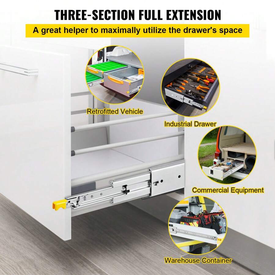 VEVOR Drawer Slides With Lock 1 Pair 52 Inch Heavy-Duty Industrial ...