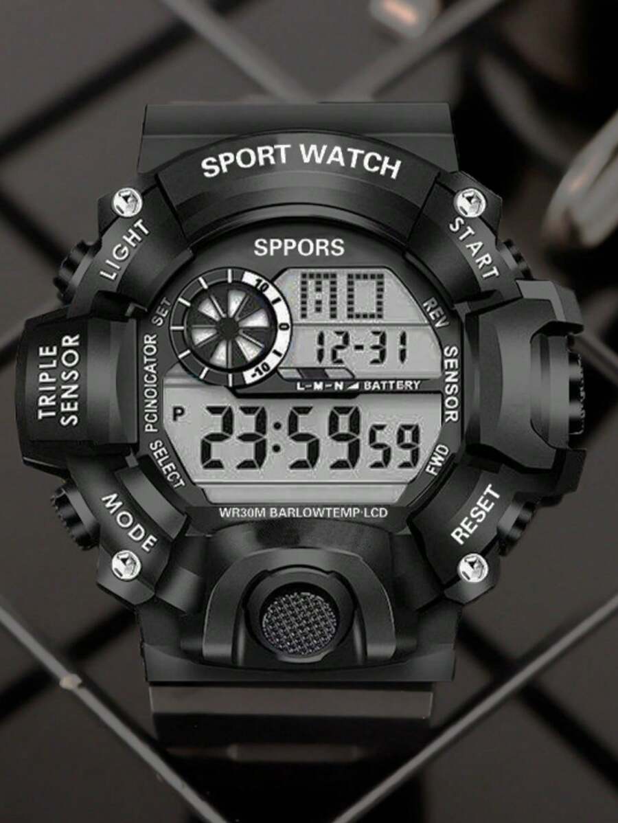 Night Glow Multifunctional Electronic Watch Round Digital Watch Men's ...