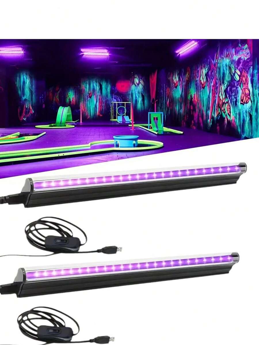 1/2 Pcs UV Light Tube, Glow In The Dark Party Supplies, Fluorescent ...