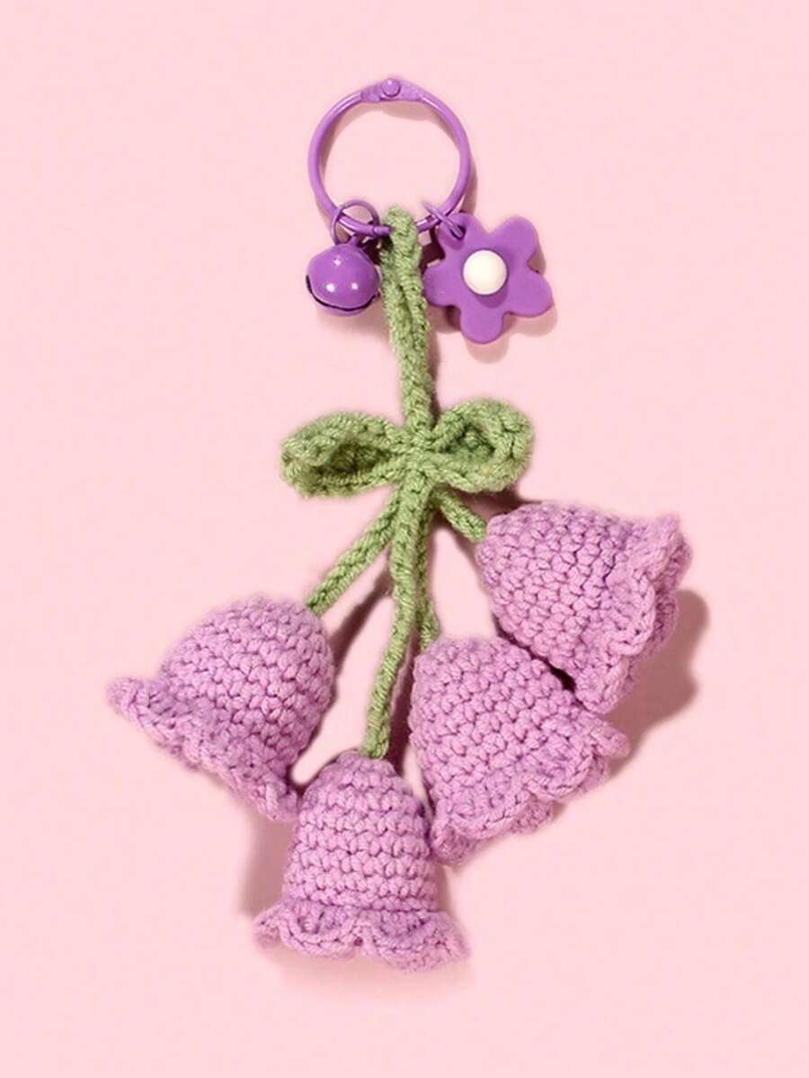 1pc Handmade Crocheted Flowers Orchid Keychains Fashion Girl's Backpack ...