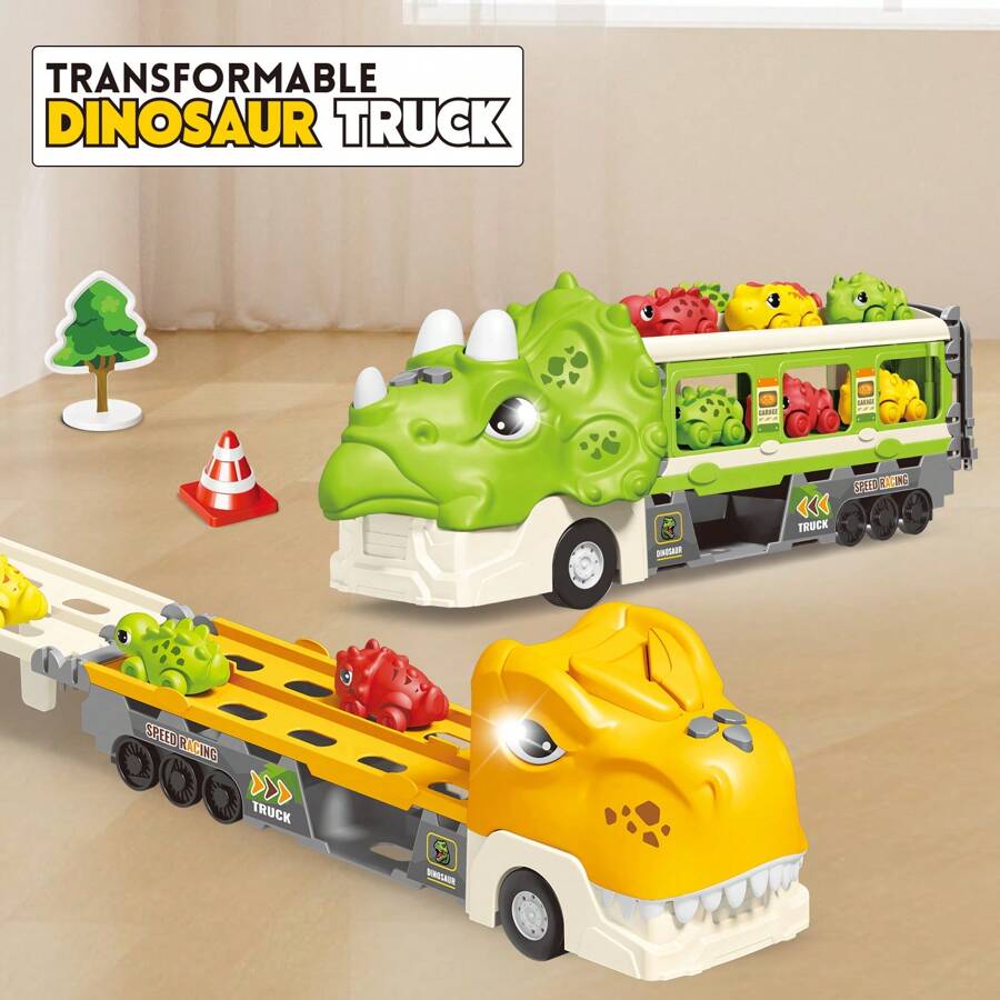 Dwi Dowellin Dinosaur Hauler Truck With Ejection Race Track,1 Toy ...