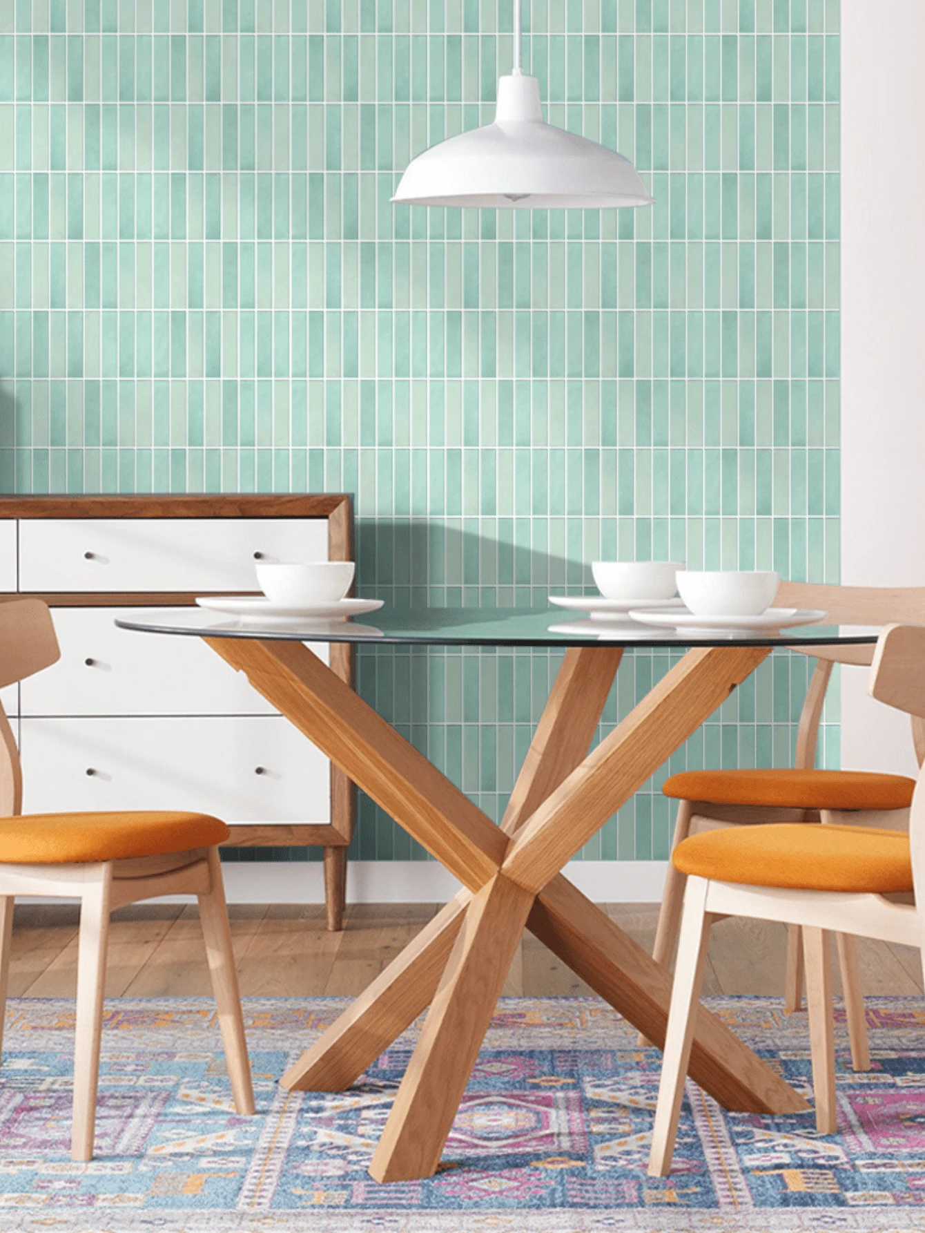 3D Decorative Tile Stickers, 3D Green Mosaic Peel And Stick Wall Tiles ...