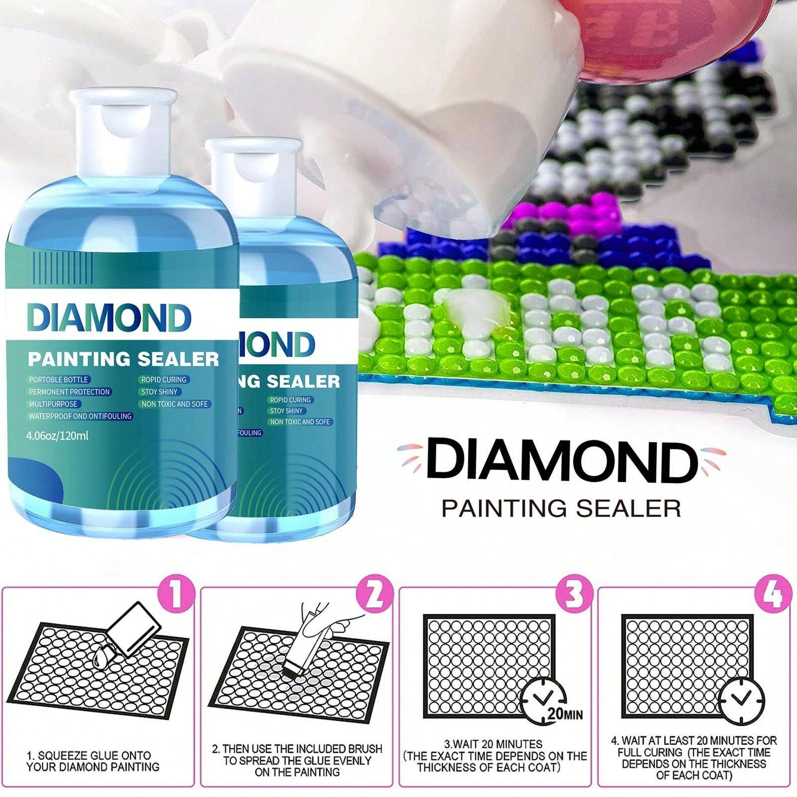 Diamond Painting Sealer Kits 120ML With 3 Pcs Brushes,Diamond Art ...