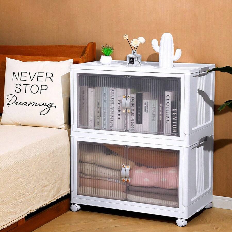 Joybos® Stackable Storage Bins With Lids And Doors 32 Gallon 2 Layer ...