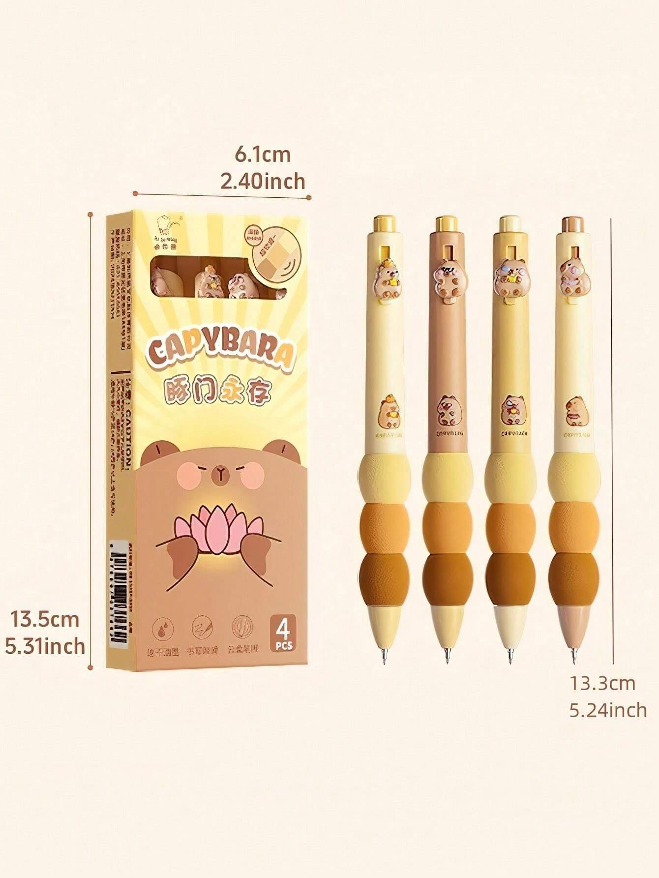 4pcs Cartoon Gel Pens Set Gradient Sponge Soft Touch Black Color Ink 0 ...