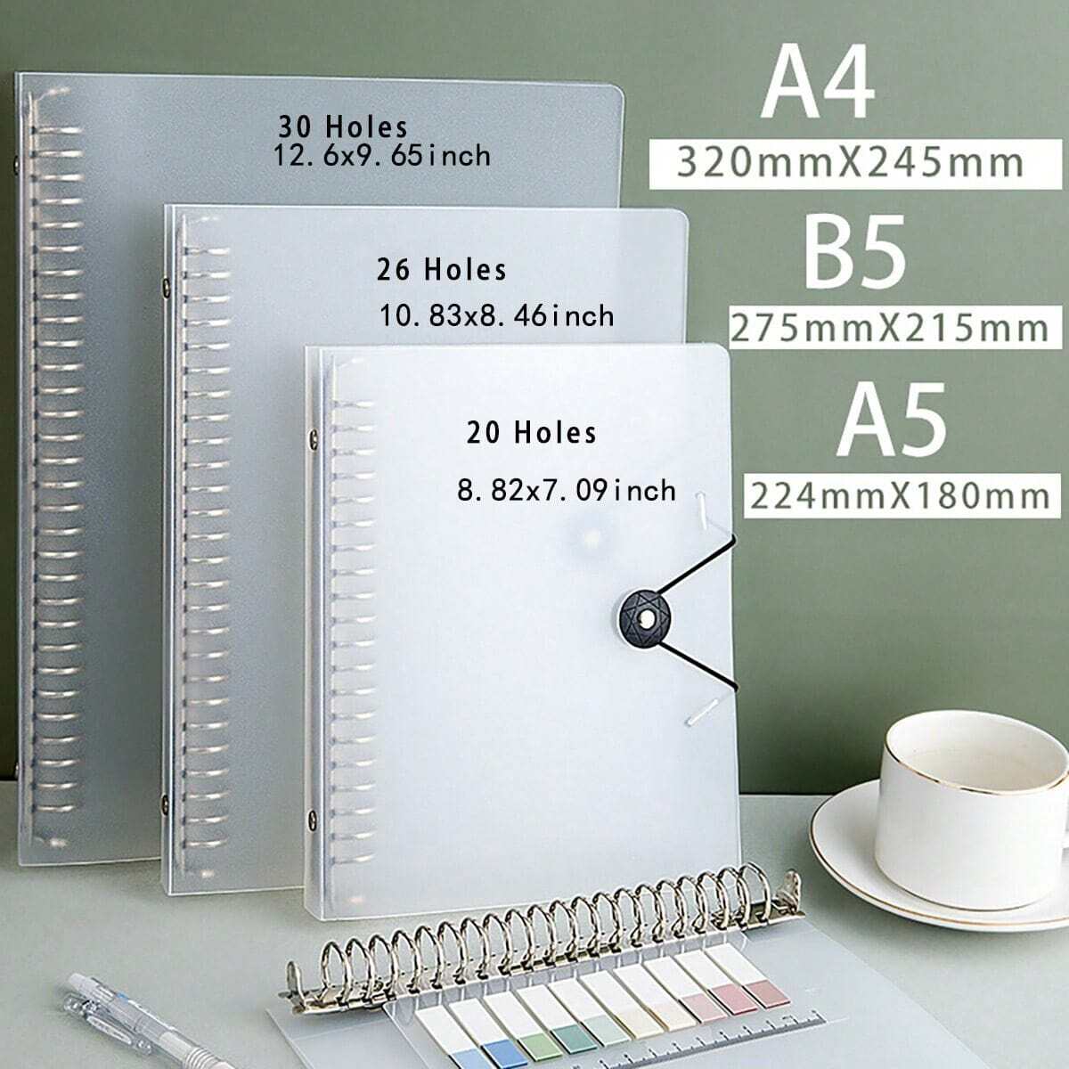 1 PC Transparent Coil Binder, A4/A5/B5 Ring Binder Cover Clean ...