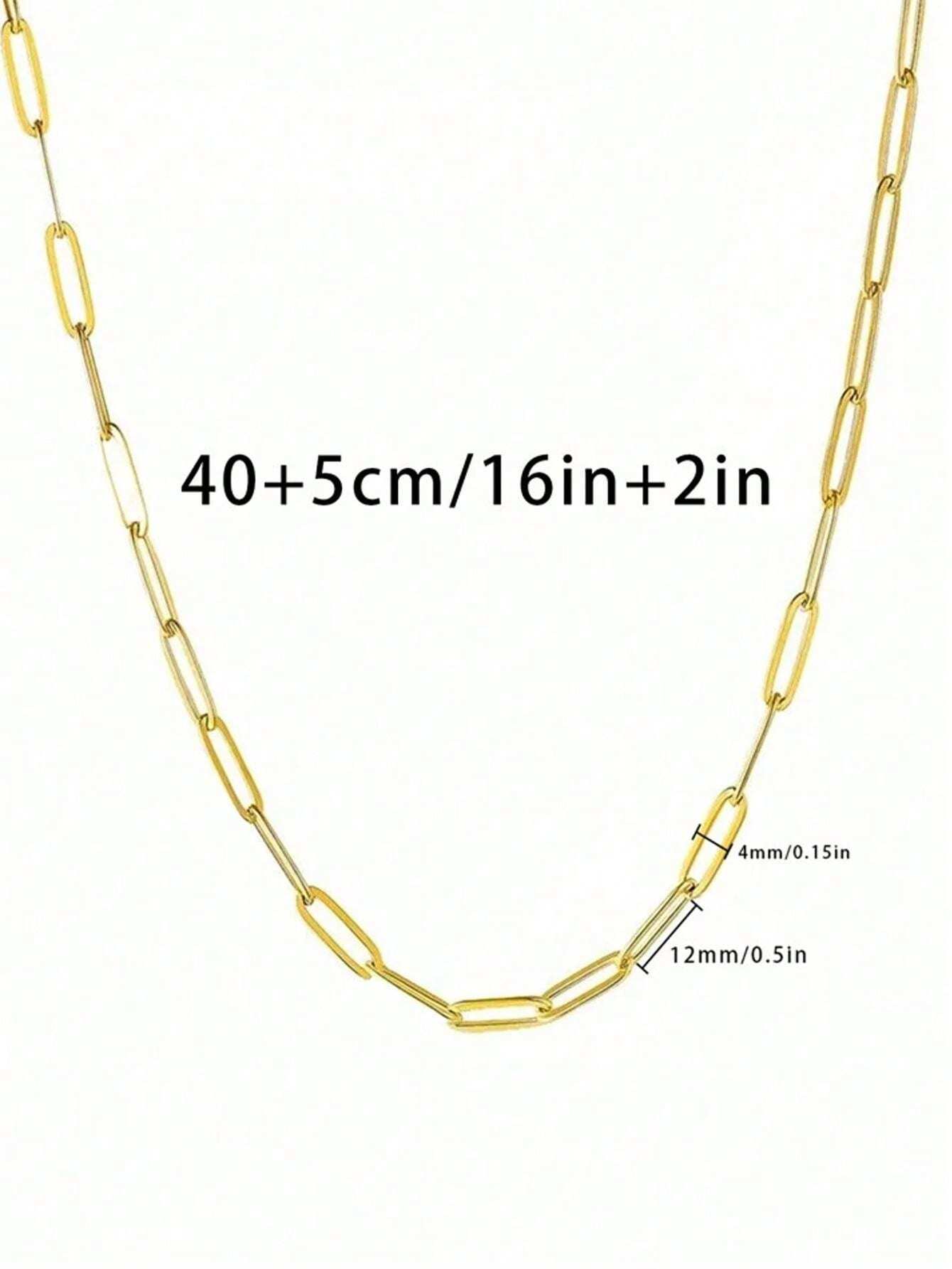 1pc Fashion Retro Paperclip Necklace, Minimalist Stainless Steel 18k ...