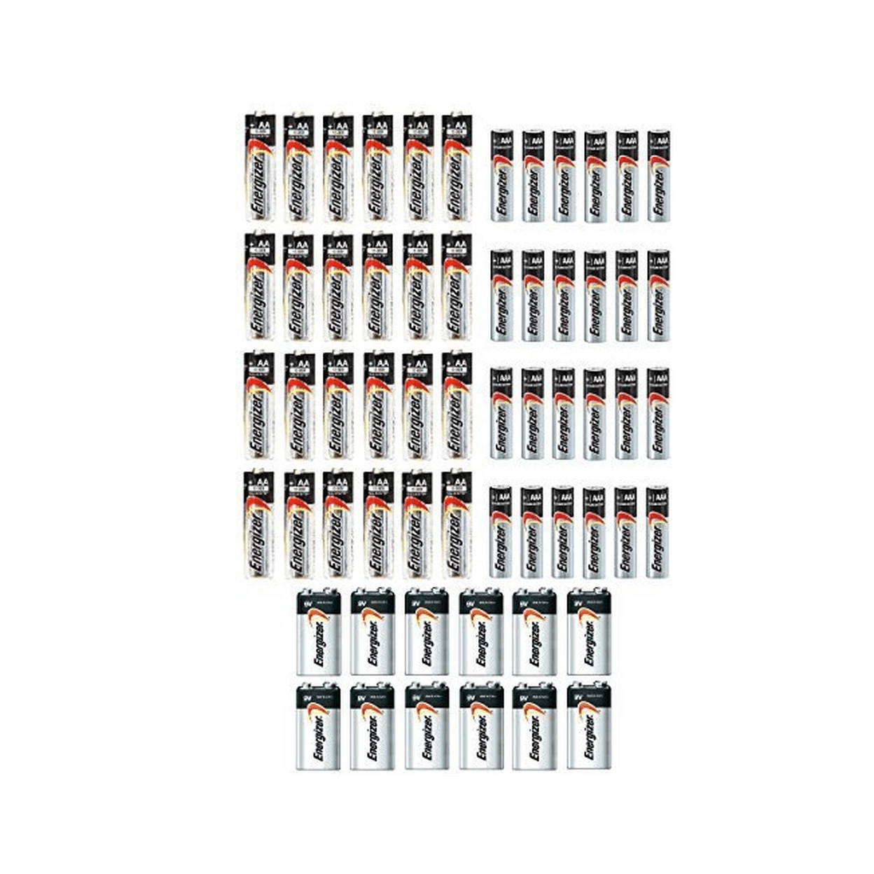 Energizer Max Alkaline Batteries Combo 24 AA 24 AAA 12 9V Bulk Long ...