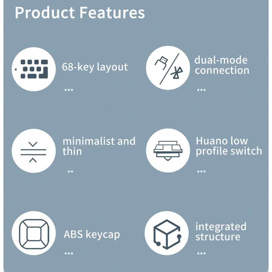 NACODEX- Teclado Mecânico de Eixo Anão 68 com Colunas de Modo Duplo ...