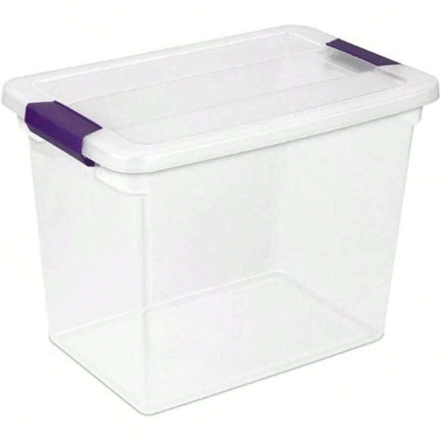 27 Qt ClearView Storage Box Stackable Bin With Latching Lid, Plastic ...