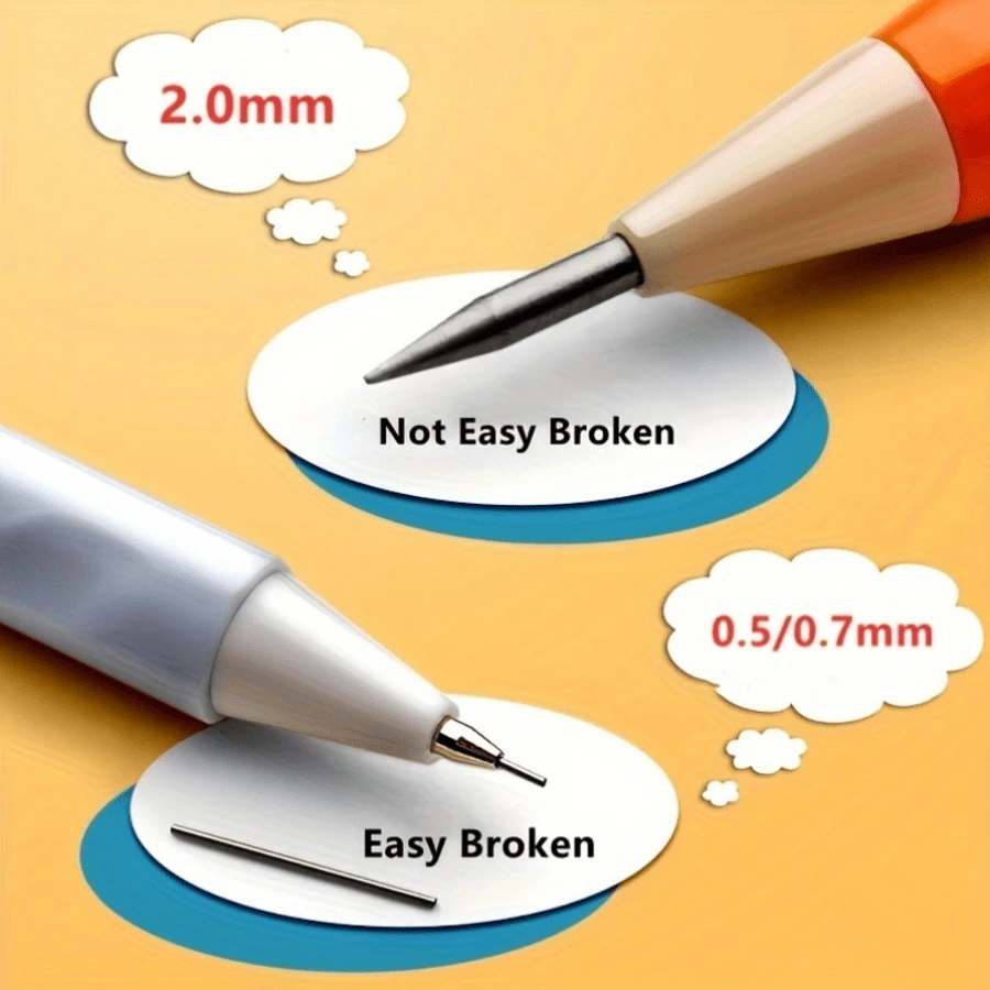 2.0mm Black Mechanical Pencil Set With Lead Refill 2B Automatic Pencil ...