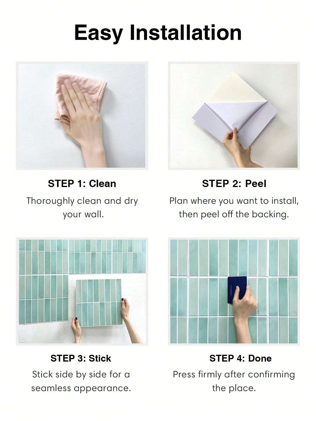 3D Decorative Tile Stickers, 3D Green Mosaic Peel And Stick Wall Tiles ...