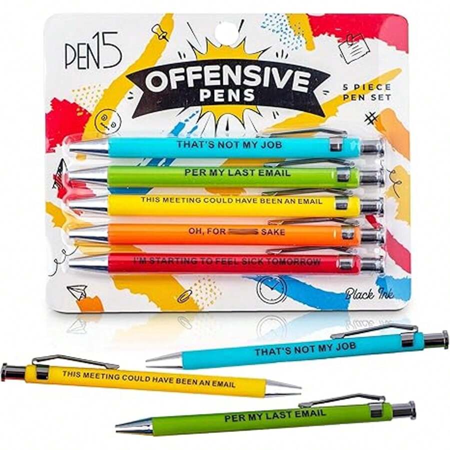Funny Offensive Pens, A Snarky Office Gag Gift, 5 Piece Set Of ...