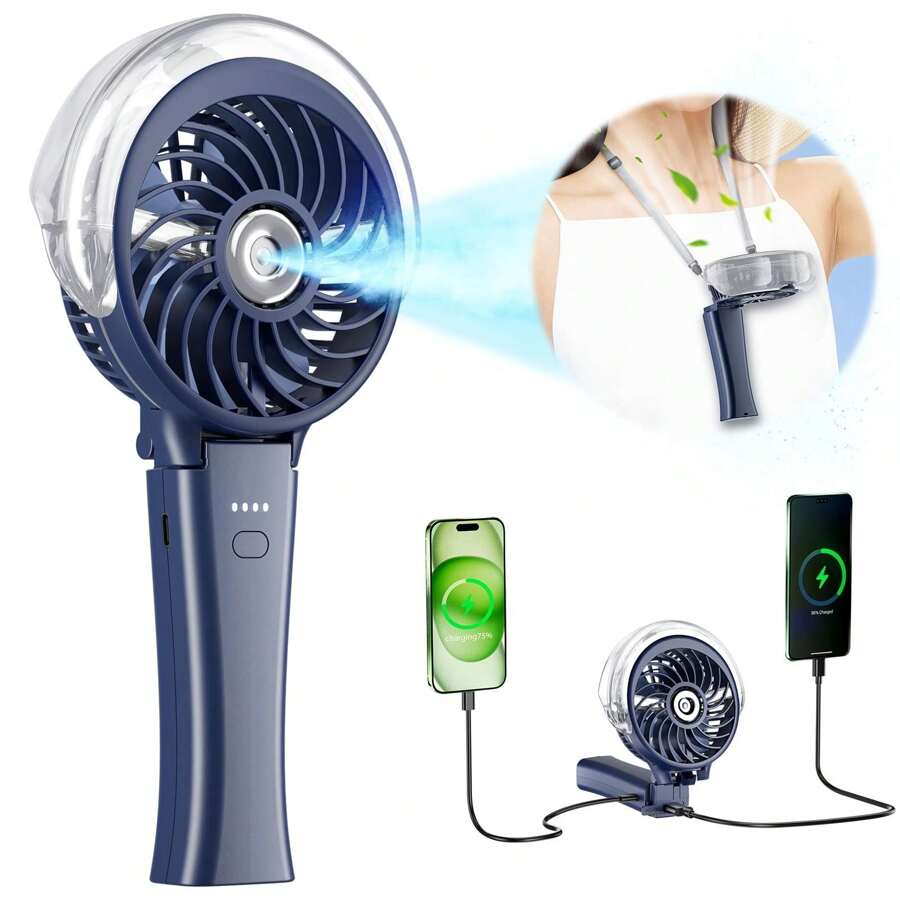 Portable Handheld Misting Fan, Rechargeable Personal Mister Fan ...