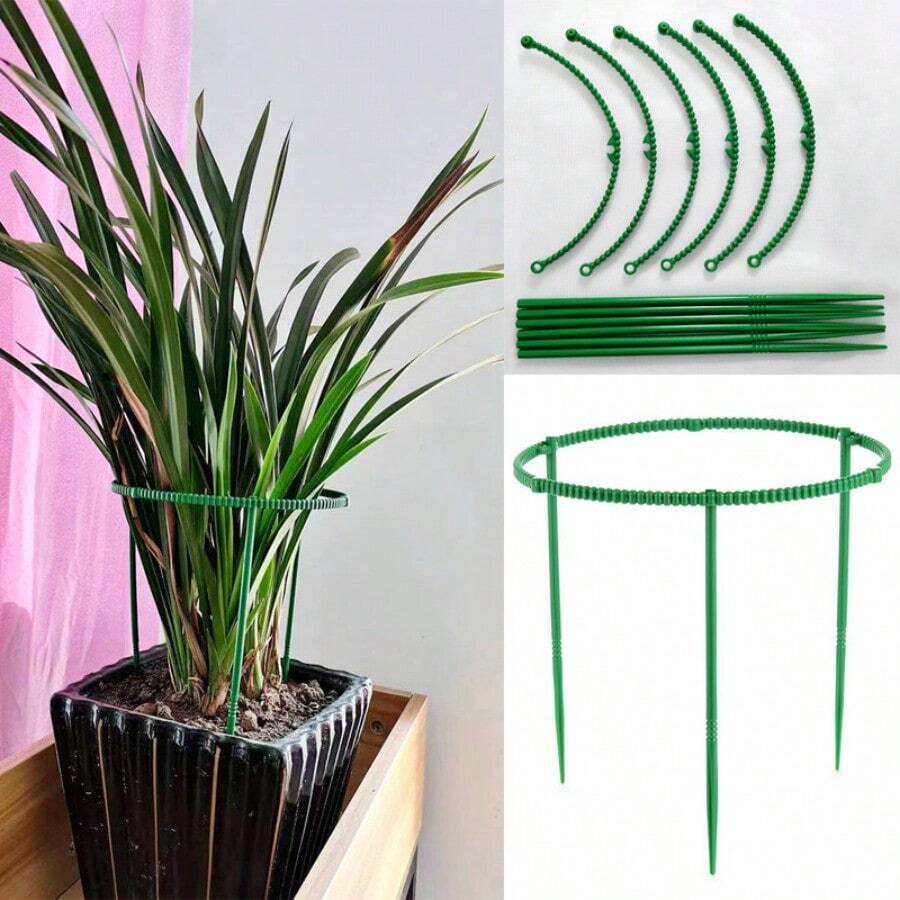 1set Garden Pot Support Circle Climbing Pergola Anti-Lodging Rod Leaf ...
