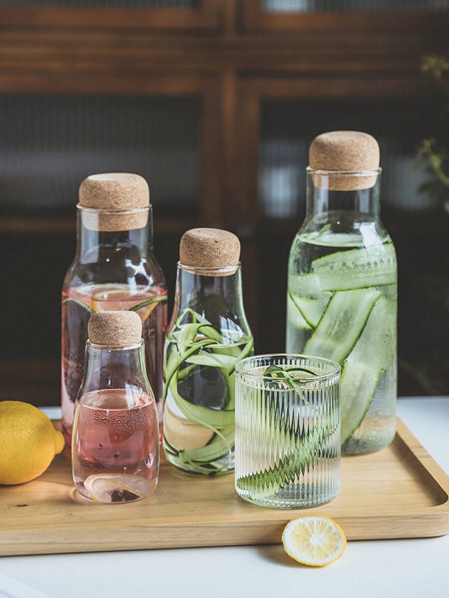 1pc Sphere Cork-Sealed Glass Jar For Tea, Dried Fruits & Grains Storage ...