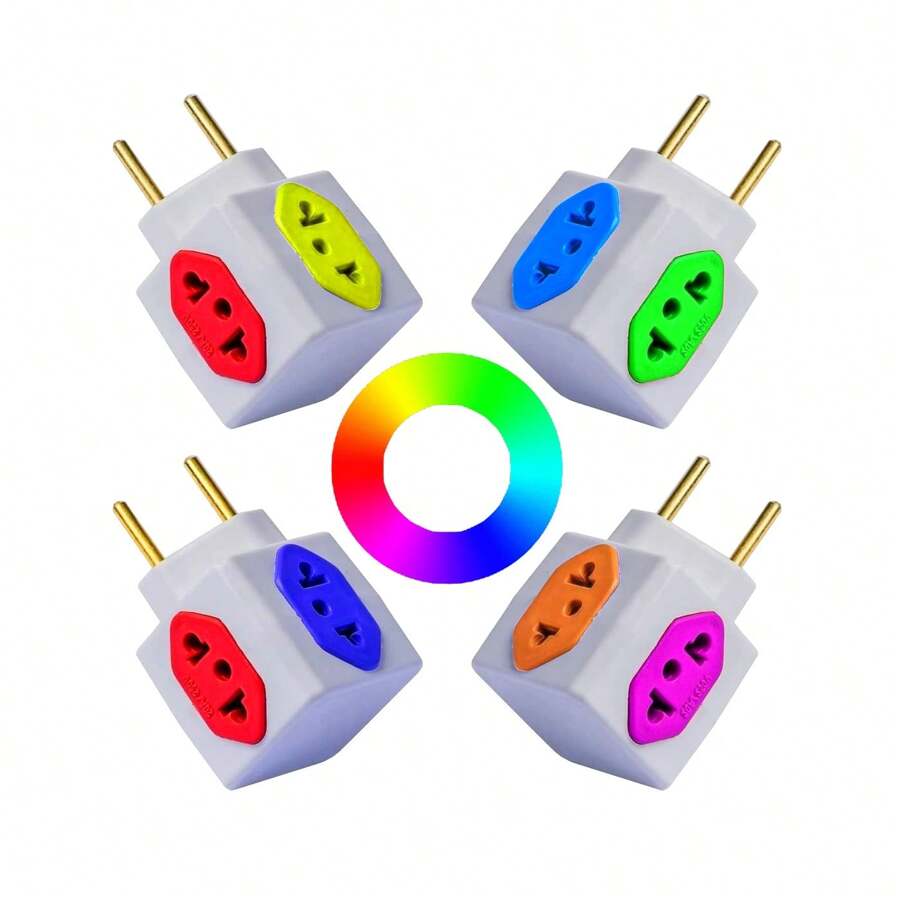 Benjamin Socket Adapter 3D Colorful Cube With 4 Universal Inputs 10A ...