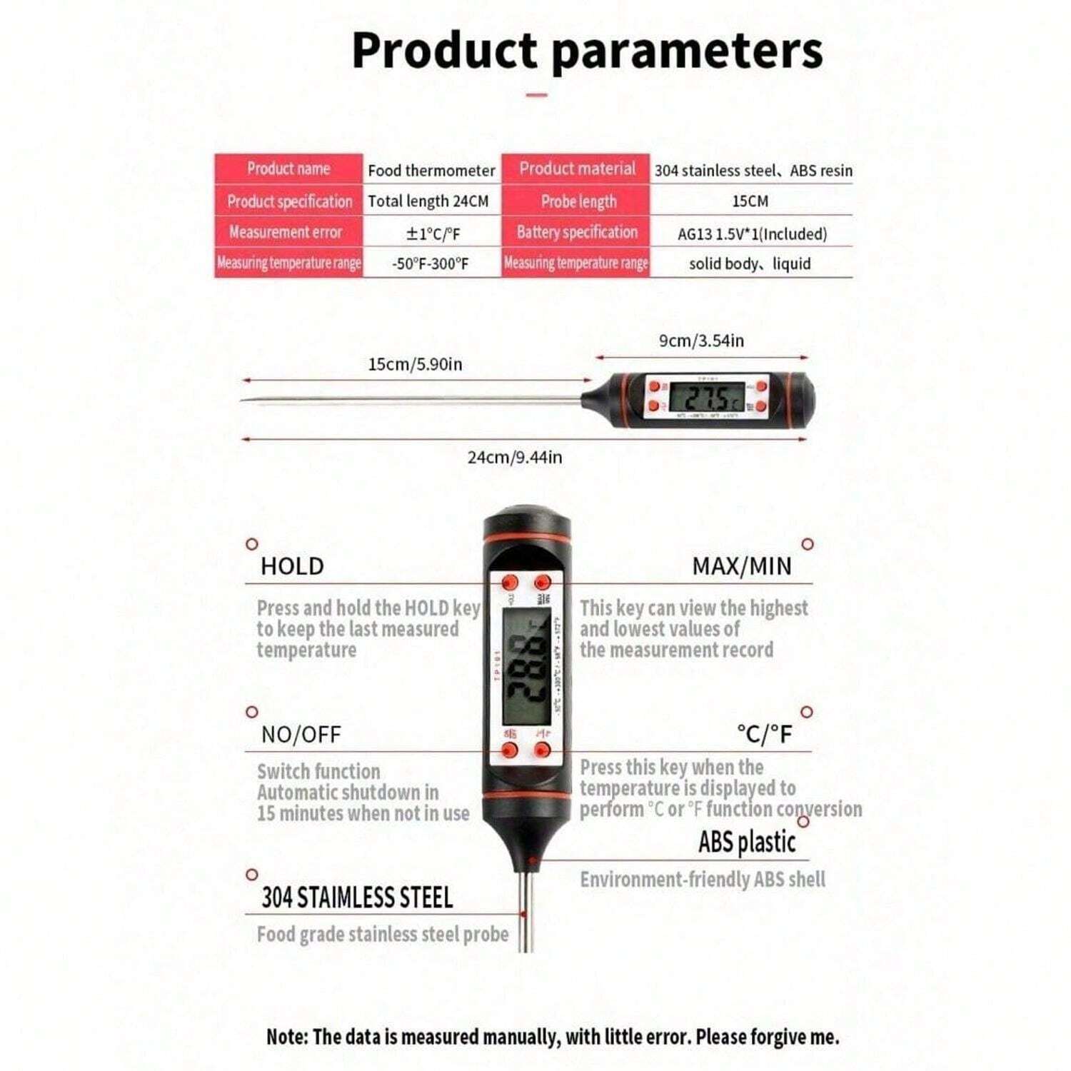Digital Kitchen Oil Thermometer - Accurate BBQ, Baking, And Liquid ...