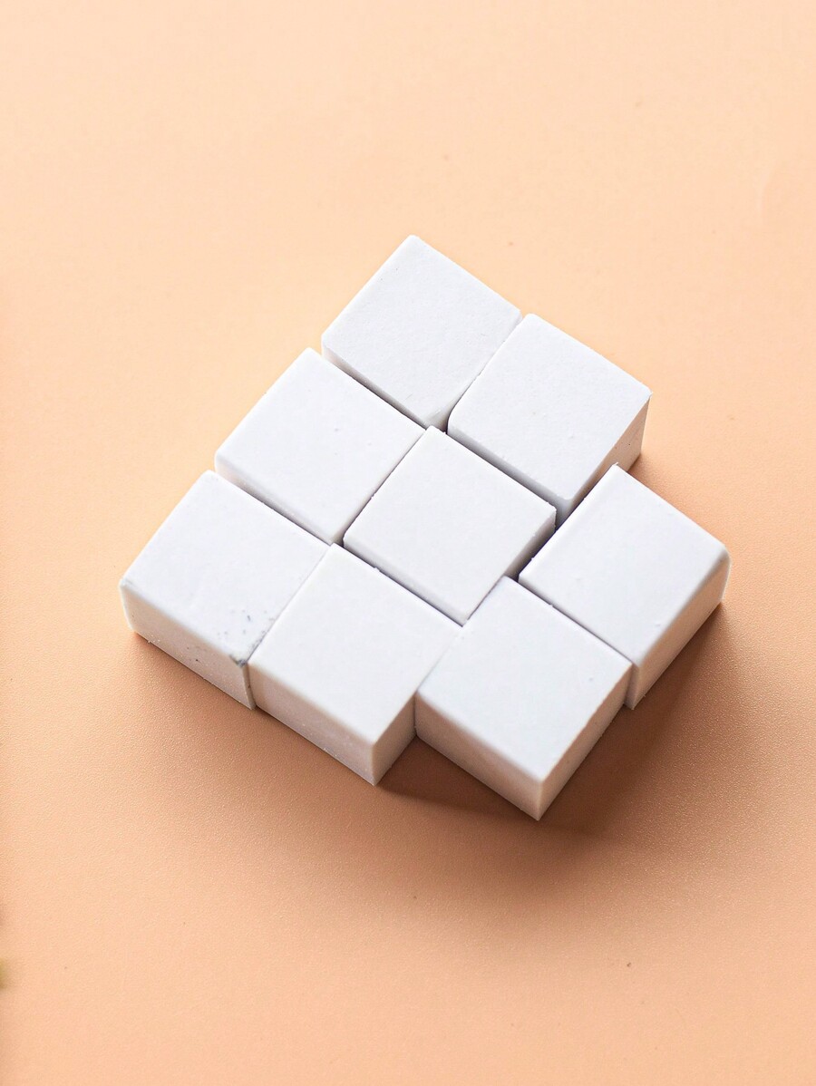 8pcs1 Pack Square Eraser Simple White Square Student Supplies Pencil ...