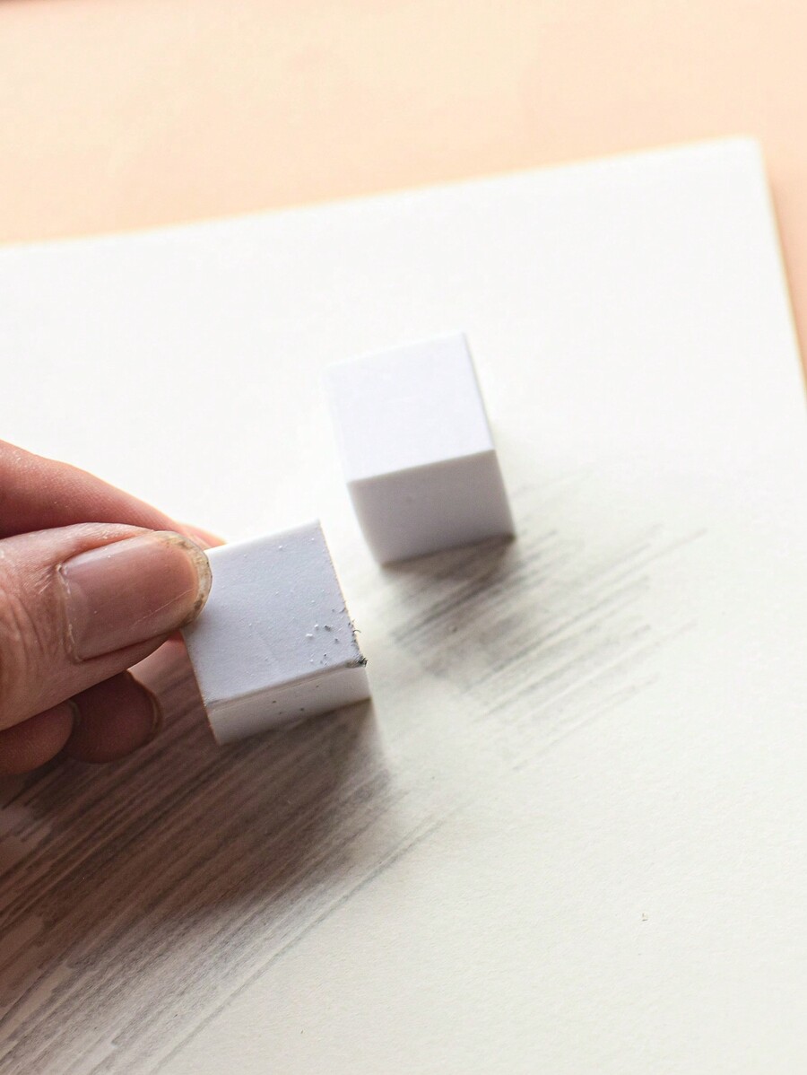 8pcs1 Pack Square Eraser Simple White Square Student Supplies Pencil ...