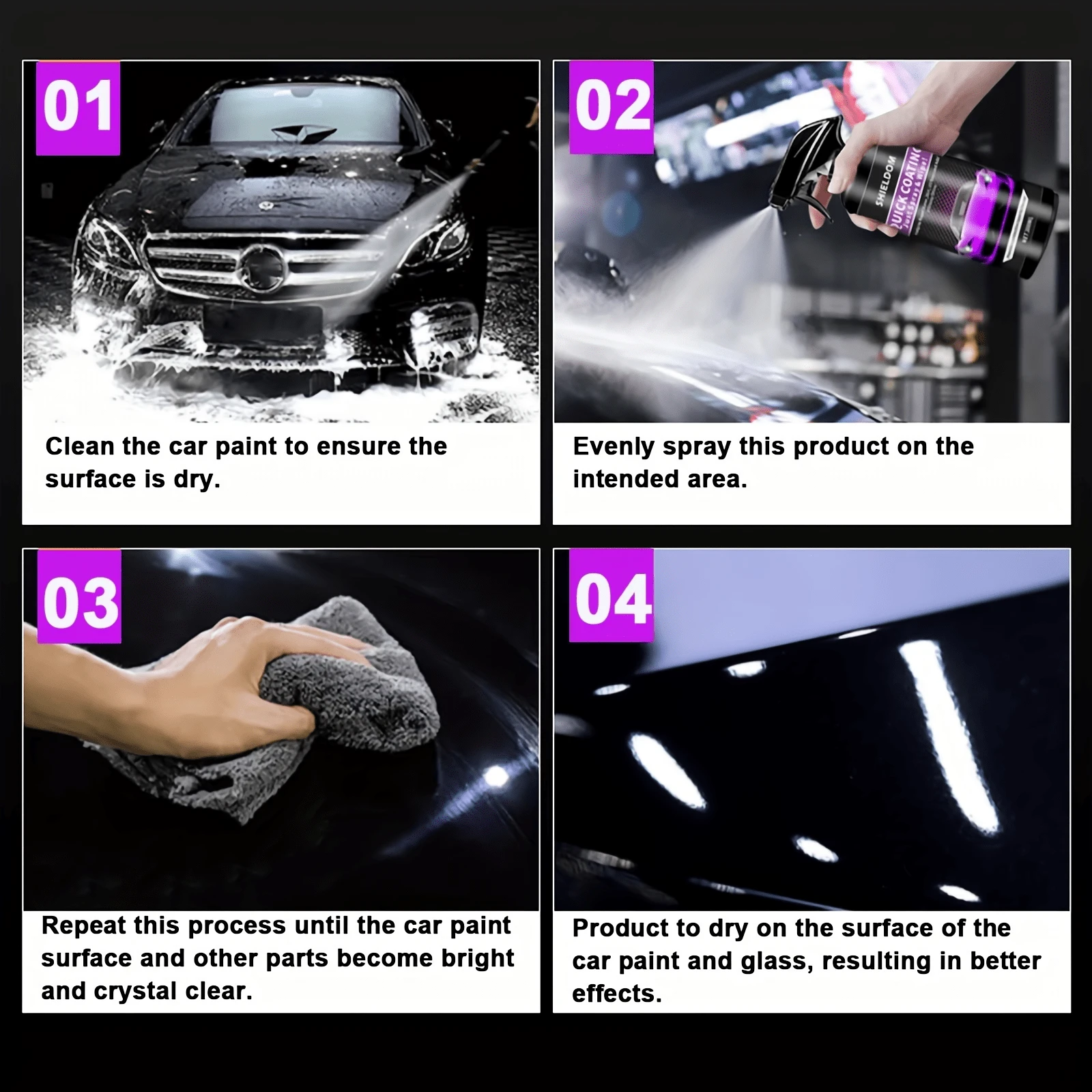 DELUXE CAR WASH & COATING KIT, 6 IN 1 Car Wash Soap & Ceramic Coating Spray Kit High Foaming ...