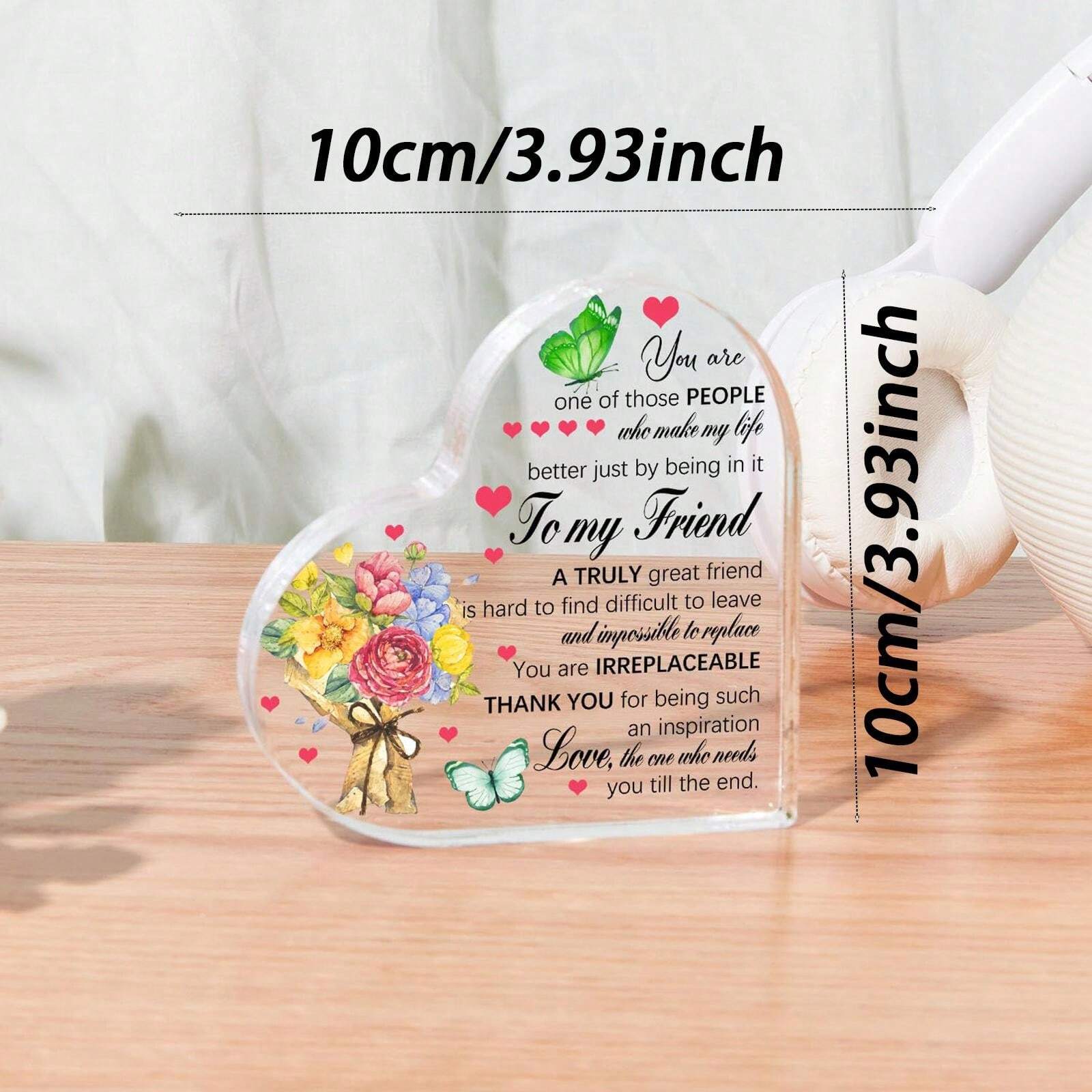 1pc, Heart Logo Acrylic Plaque With Thank You Quote Cute Friendship ...