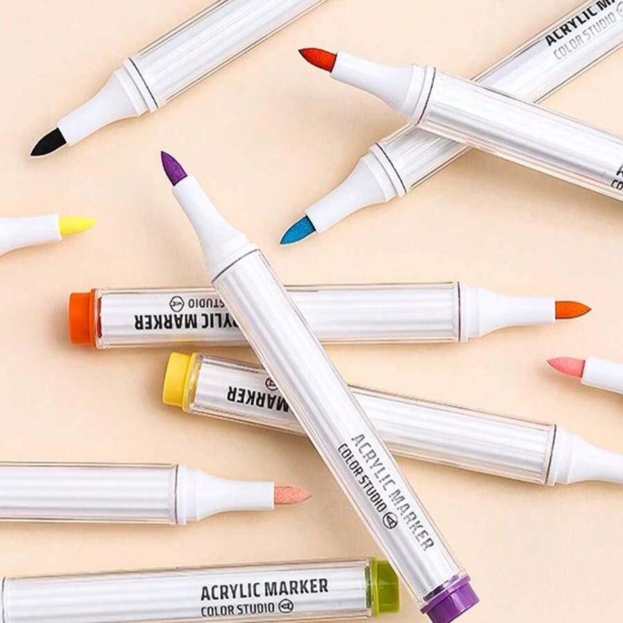 9 Colors Skin Tone Acrylic Marker Pens Set, Flexible Tip Markers For ...