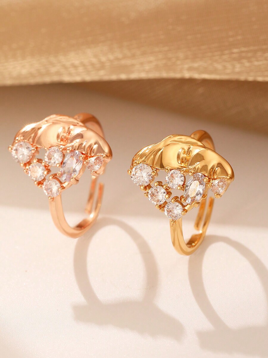 1pc Venus Half Face Ring, Exaggerated Creative Personality Opening Ring, Suitable For Stylish ...