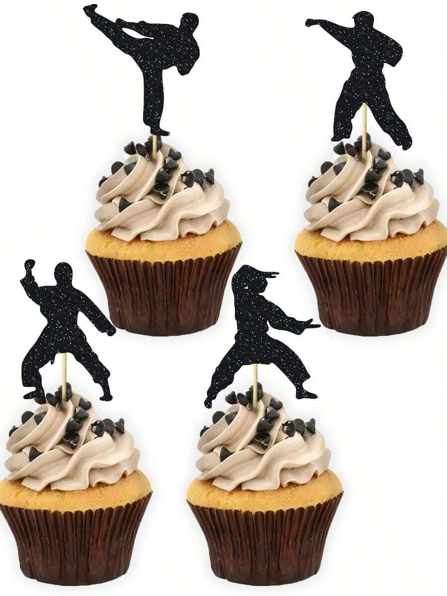 Decoración para tarta de karate, decoraciones de cupcakes con temática ...