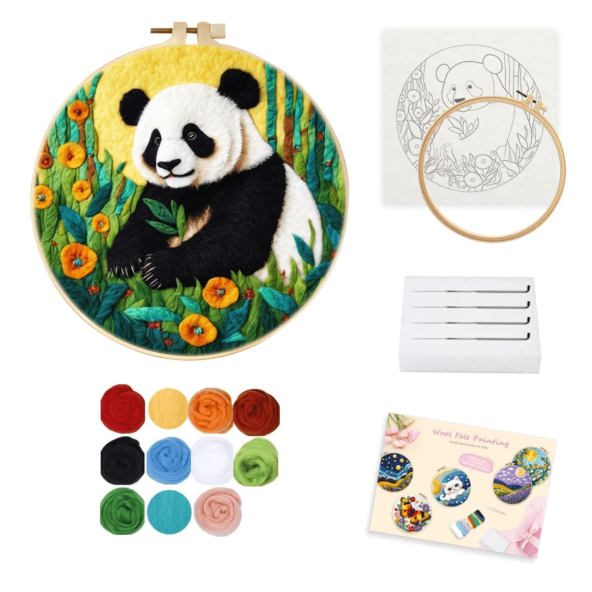 1 Pack Panda Patroon Naaldvilten Kit Voor Beginners Naaldvilten Starter ...