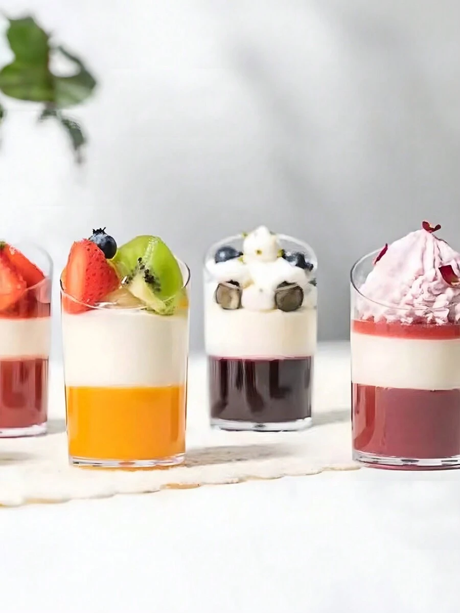 6pcs, Round Mini Creative Pudding Cup Jelly Mousse Cup Dessert Cup Can Be Reused Transparent Cup ...