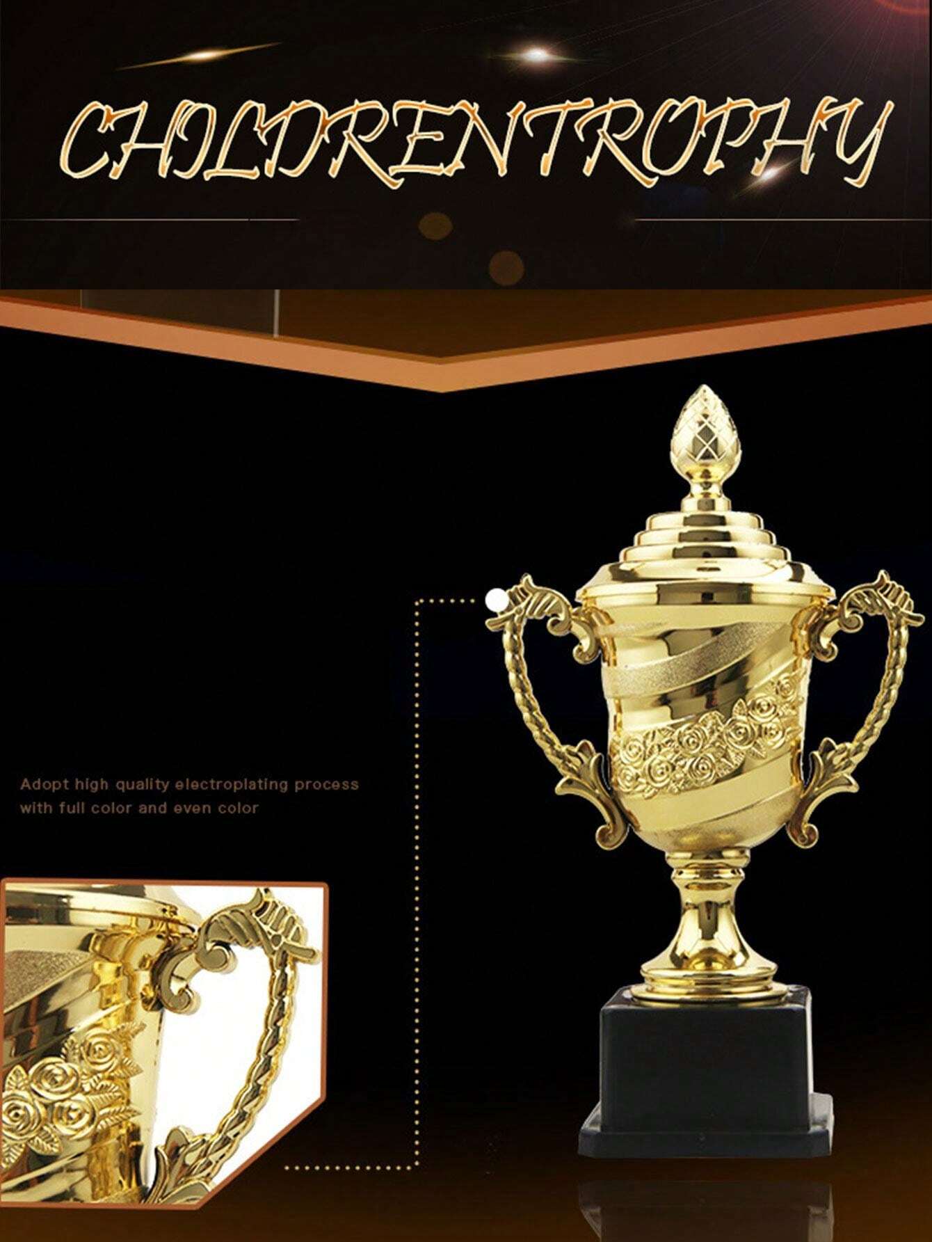 1pc Gold Award Trophy Large Trophy Cup With Golden Rose For Kids And ...