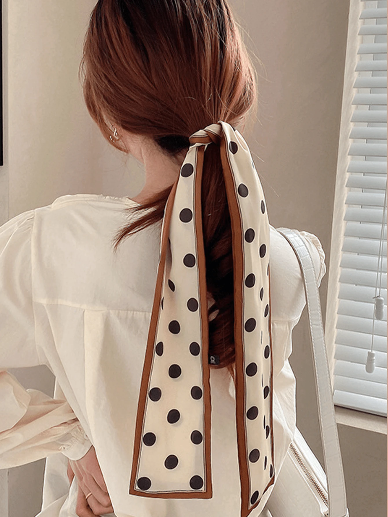 1pc Simple And Elegant Polka Dot Satin Scarf With Double-Layered Satin ...