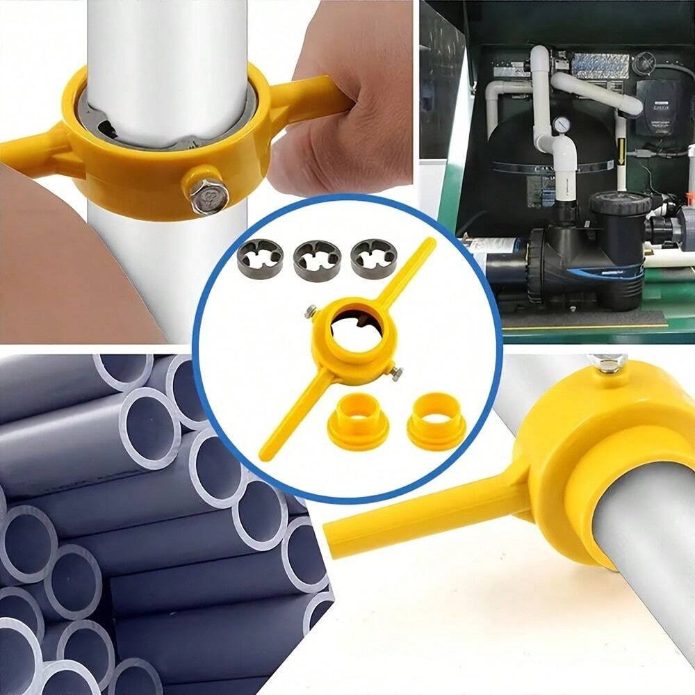 6PCS Steel Plastic Pipe Thread Die Kit With Tap Wrench Set - Yellow ...