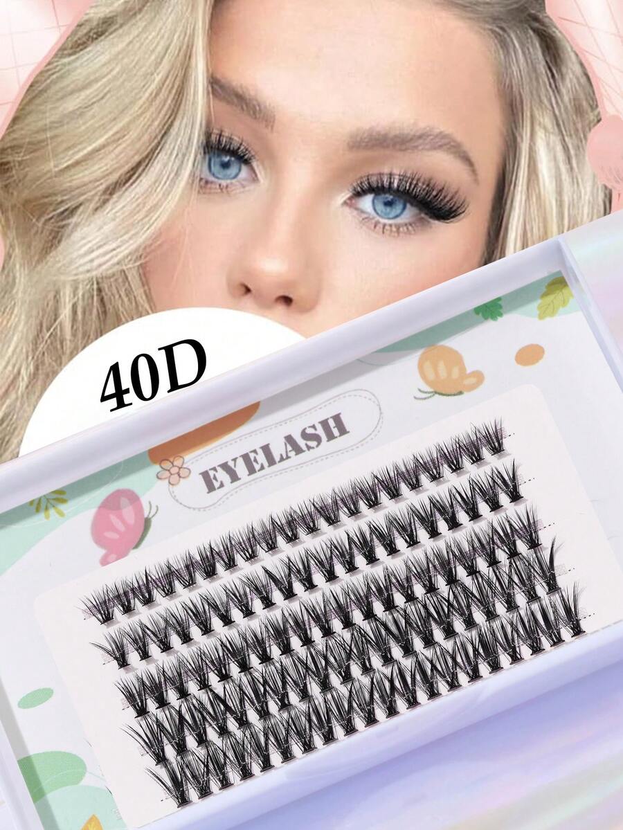 100pcs 40D Thick Fish-Tail Shape Clustered Fake Eyelashes, Various ...